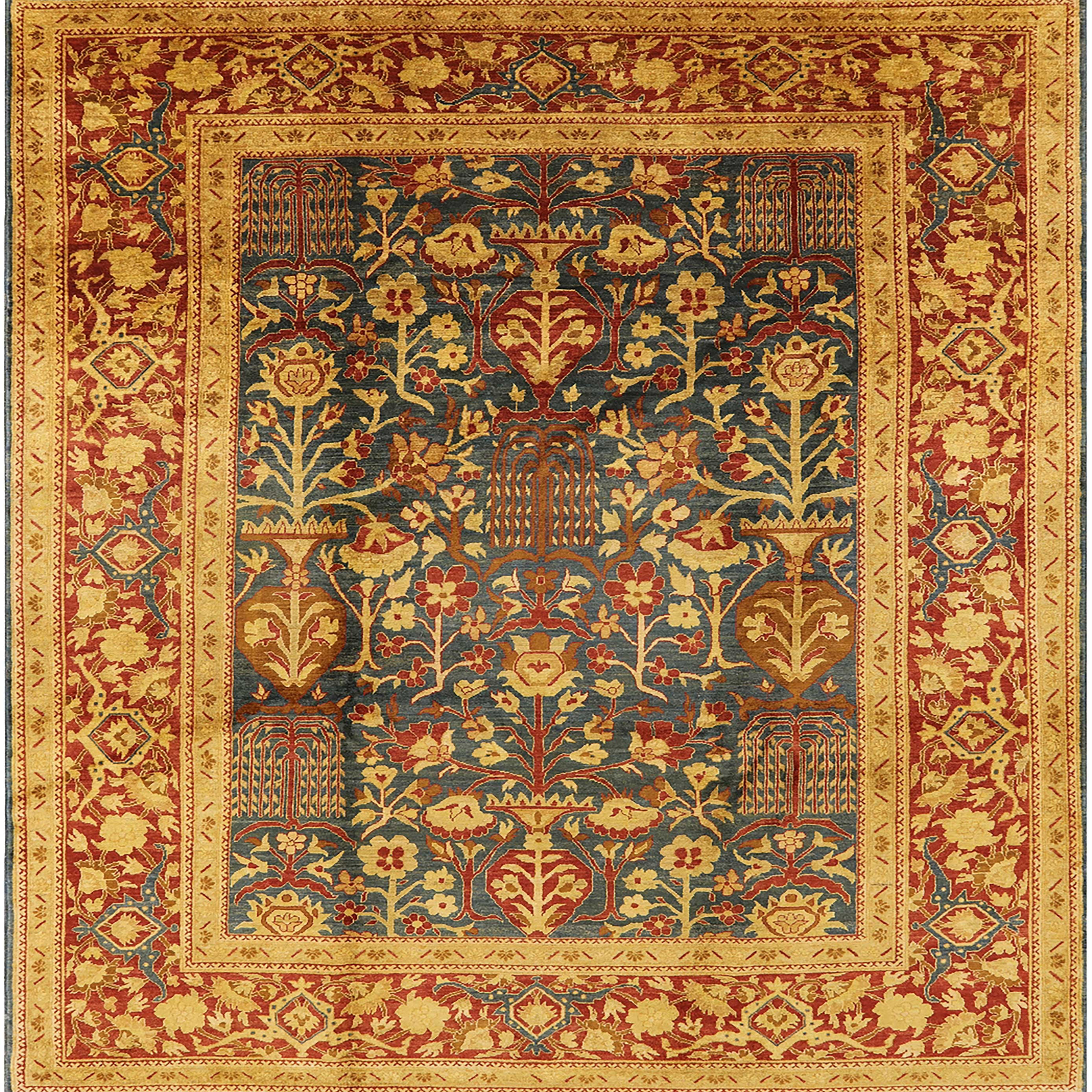 Ahgly Company Indoor Square Mid-Century Modern Fire Brick Red Oriental ...