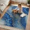 Bedroom Rug Carpet 3'x 5', Blue Marble Washable Floor Carpet with ...