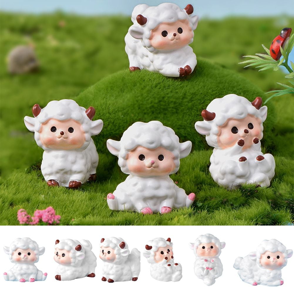 Cheer.US 5 Pcs Miniature Sheeps Mini Garden Herd Mini Sheep Figurines ...