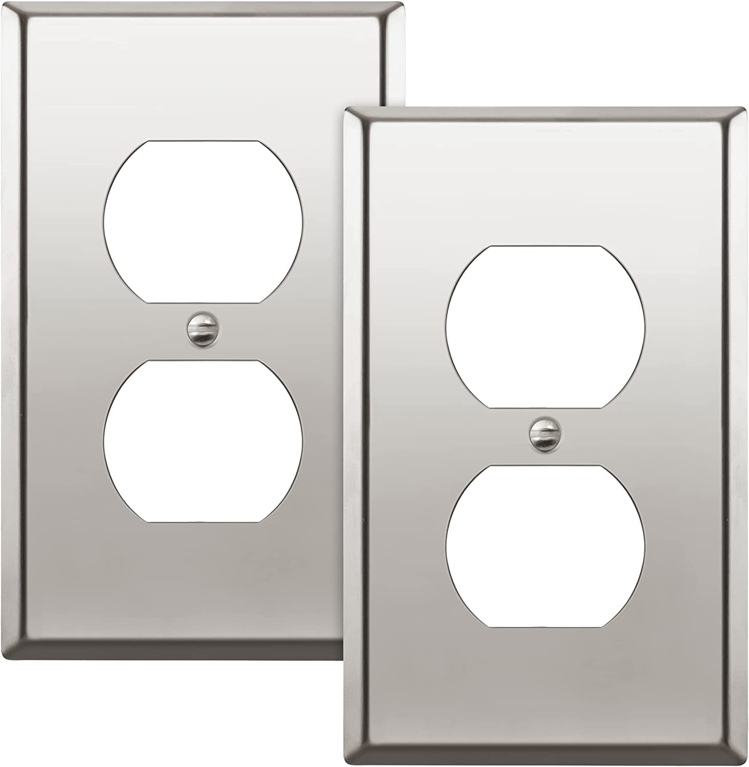 ENERLITES Duplex Receptacle Metal Wall Plate, Stainless Steel Outlet ...