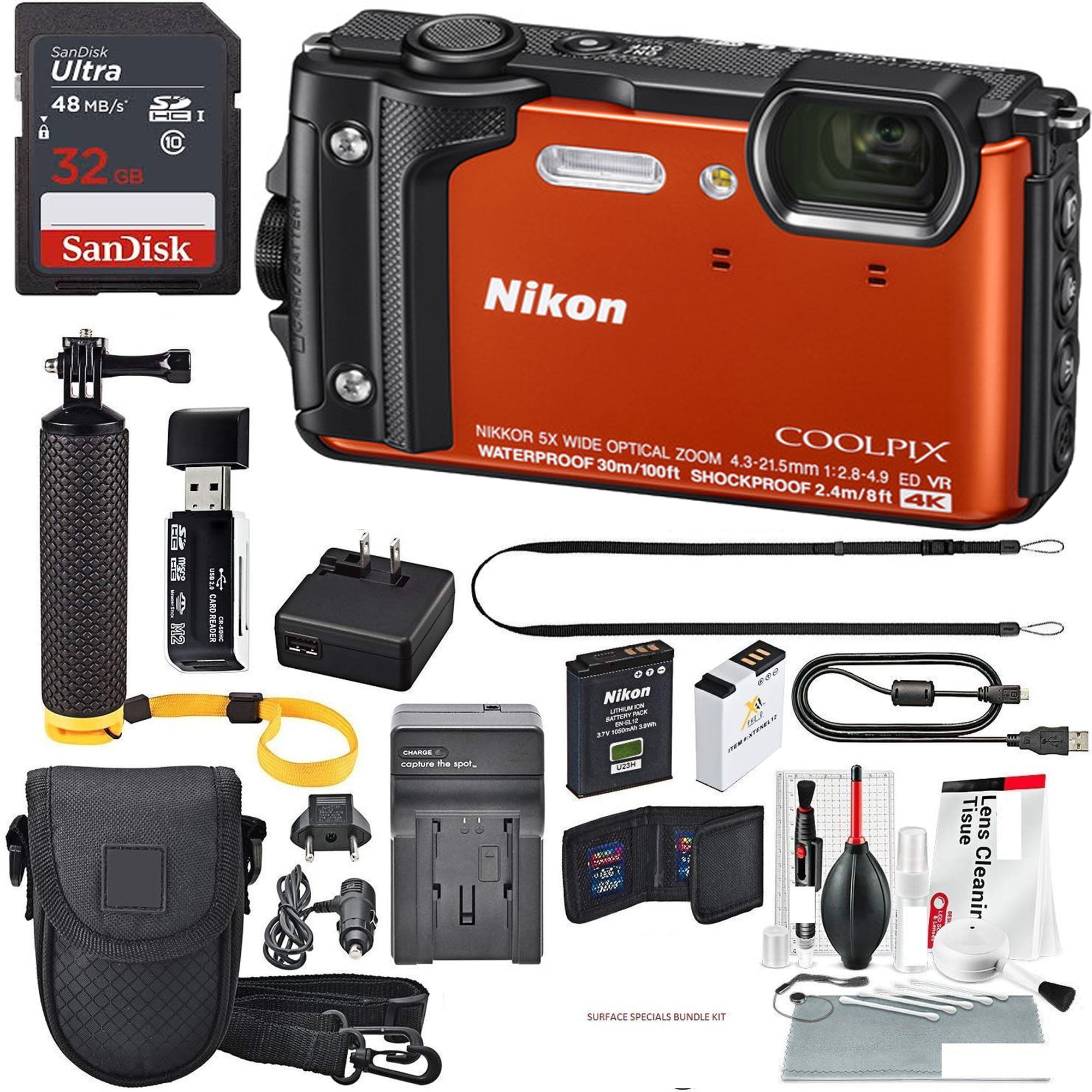 Nikon COOLPIX W300 Digital Camera (Orange/Mix Colors) with 32GB Case ...