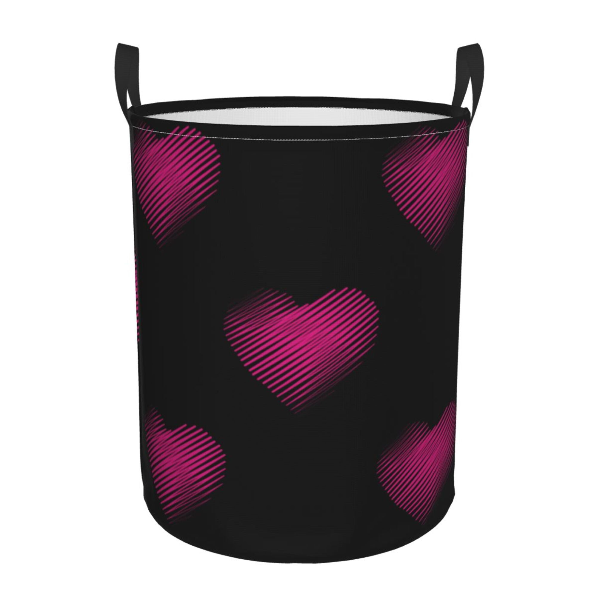 XMXY Round Laundry Basket Organizer, Pattern Hearts Romance Waterproof ...