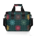 Christmas Colorful Snowflakes Dark Green Background Portable Cooler ...
