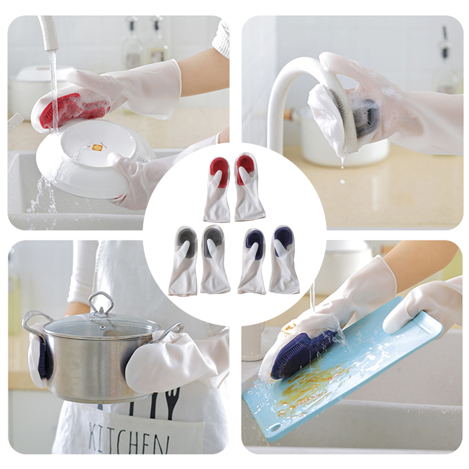 Hesroicy 2-Piece Cleaning Gloves with Powerful Bristles - Quick Rinse ...