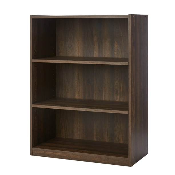 Mainstays 3-Shelf Bookcase with Adjustable Shelves, Canyon Walnut ...