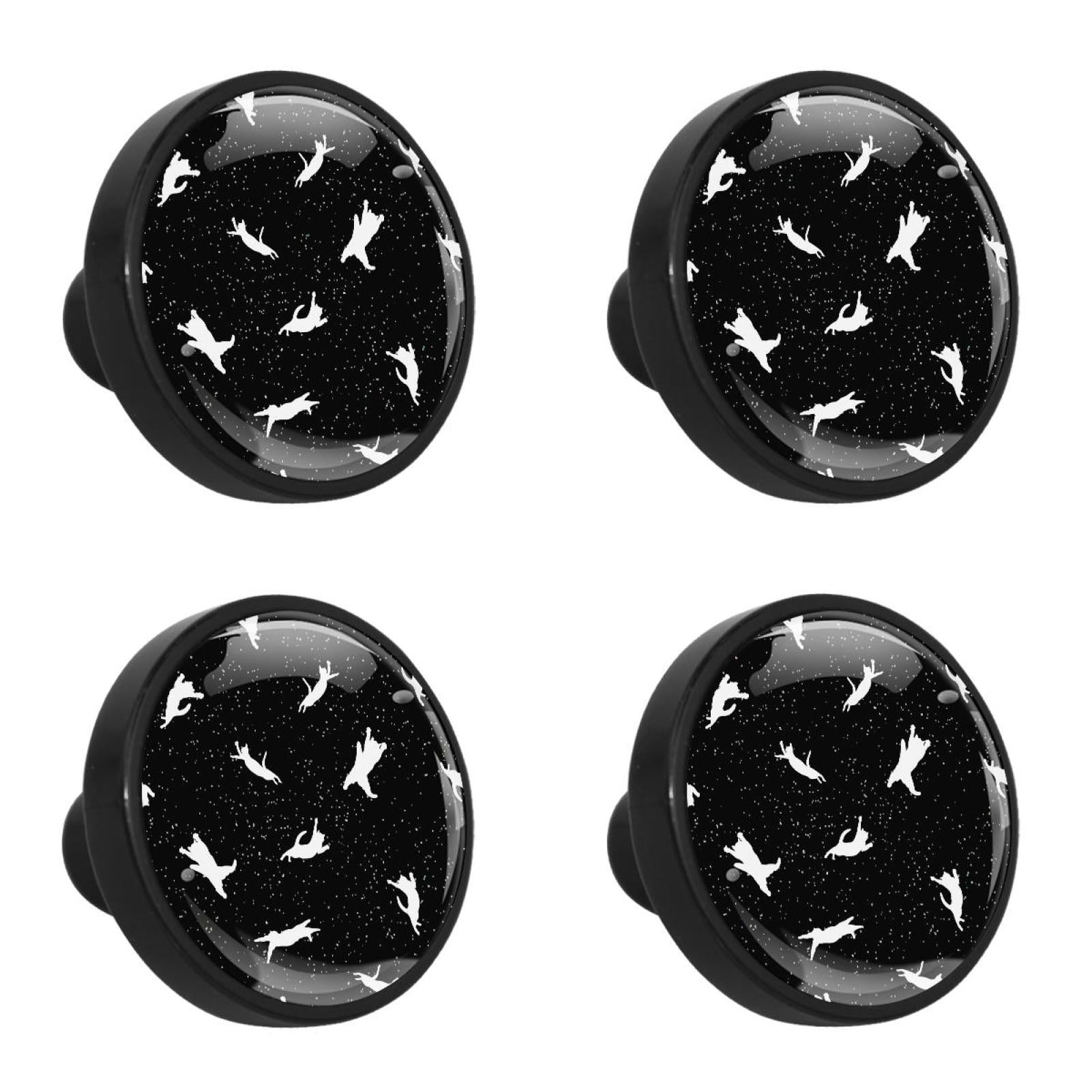 4 Pcs Space Cats Knobs for Kitchen Cabinet Cupboard Dresser Bookcase Drawer Pulls Handles Round ...