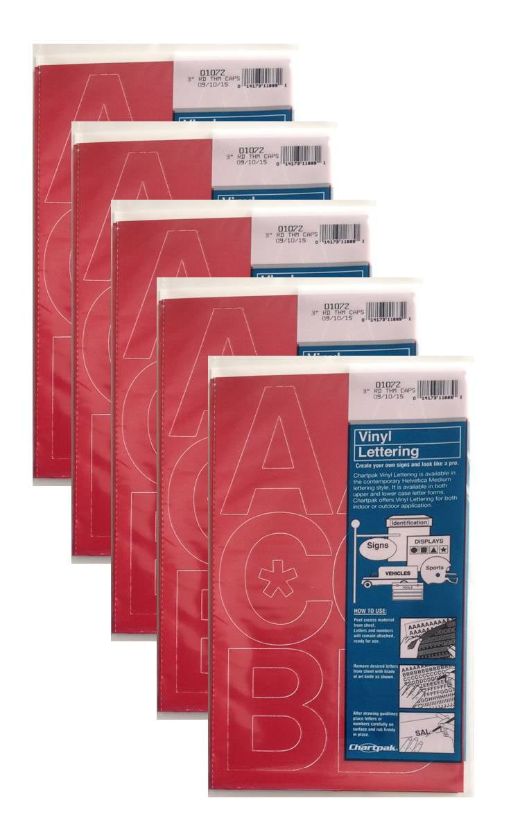 Chartpak 3-inch Red Stick-on Vinyl Letters & Numbers, Adhesive Stickers ...