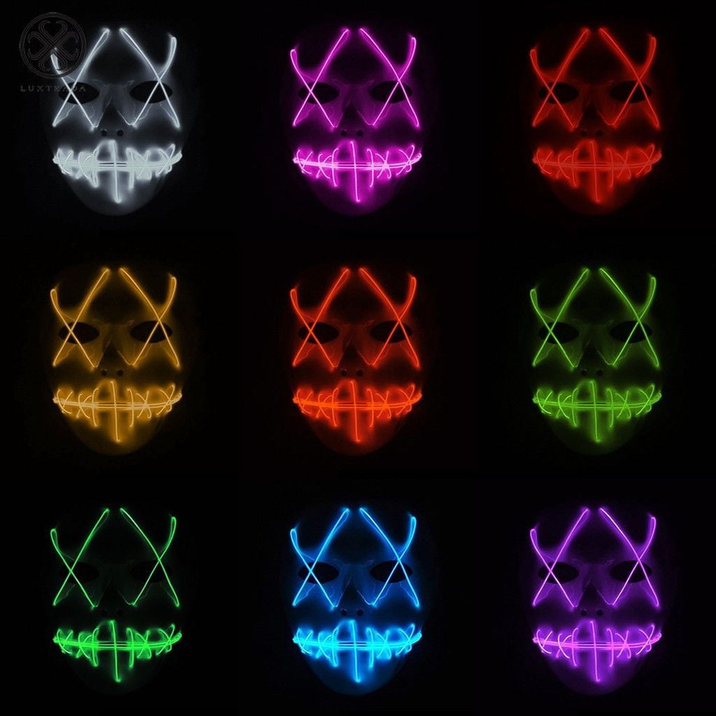 Luxtrada Halloween LED Glow Mask Cosplay Led Costume Mask EL Wire Light ...