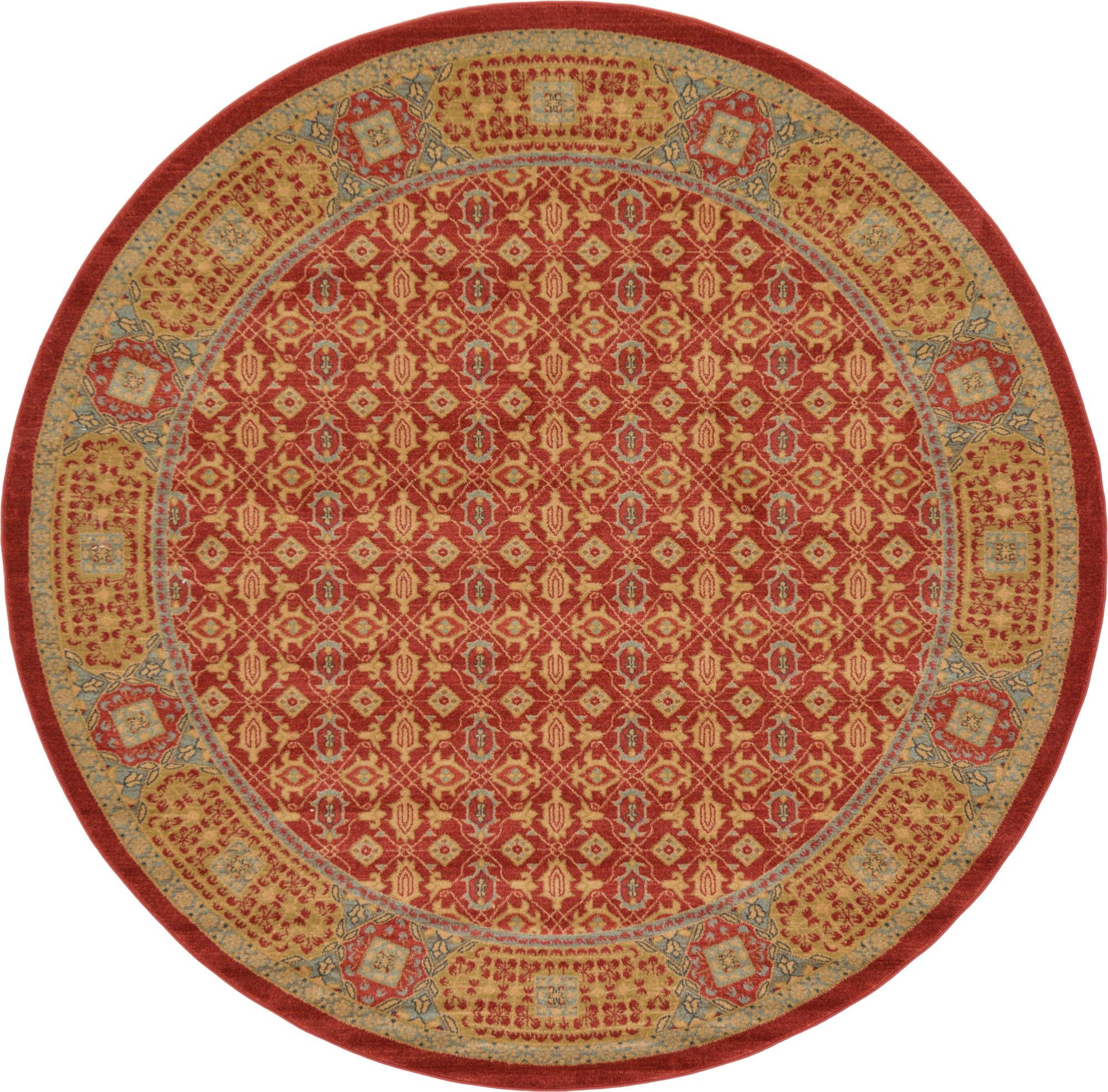 Rugs.com Amina Collection Rug – 8' Round Red Flatweave Rug Perfect For ...