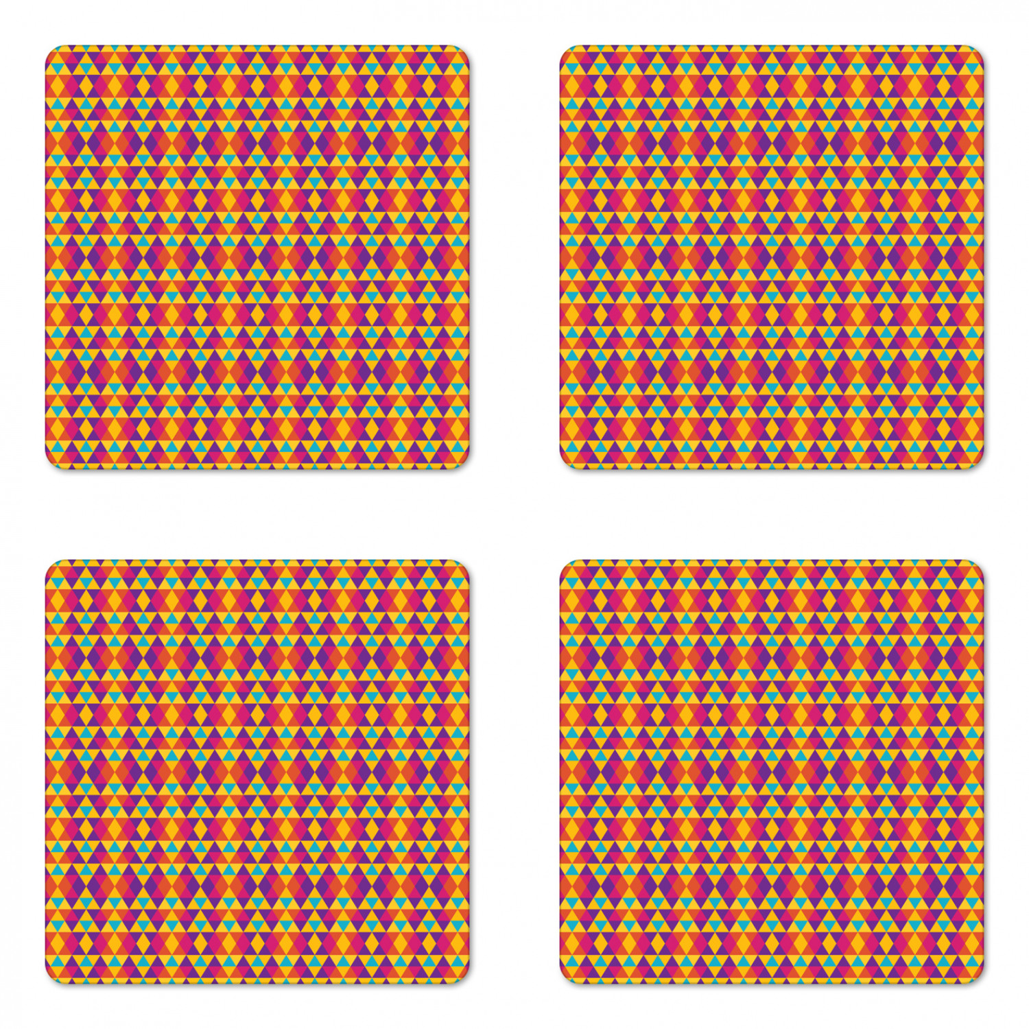 Geometric Coaster Set of 4, Abstract Rhombus and Triangles Colorful ...
