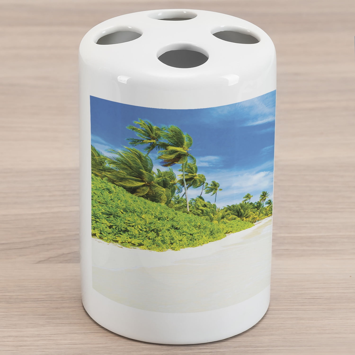 Ocean Ceramic Toothbrush Holder, Image of Tropical Beach Sea Sky ...