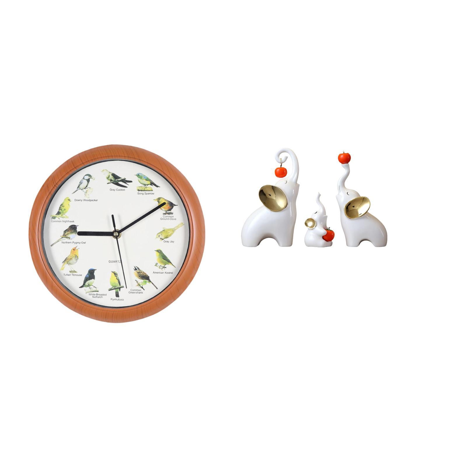 Reloj De Pared Con Pájaro Cantor Y Esculturas De Elefantes, Estatuas De ...