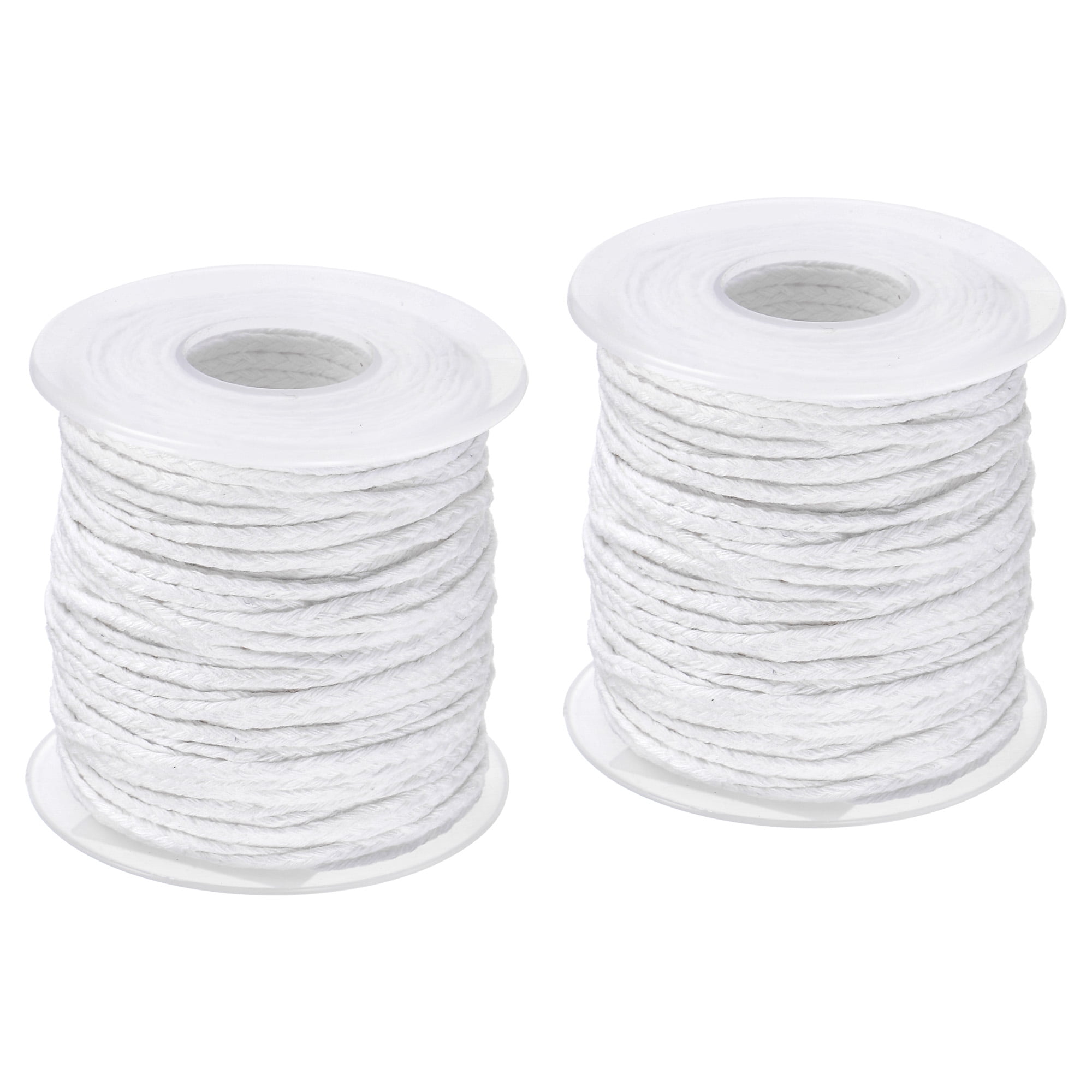 Uxcell 32 PLY 200 Ft Long 2mm Flat Wide Cotton Braided Candle Wick, 2 ...