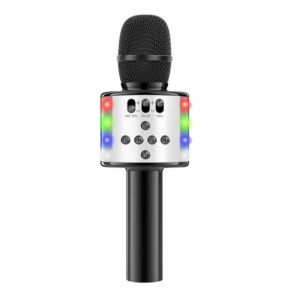 leyfeng Micrófono inalámbrico para grabación de canto con luces LED de ...