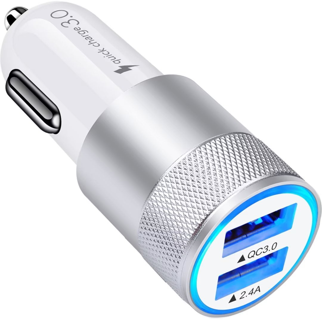iPhone Car Charger,1Pack FiveBox 5.4A/30W QC 3.0 Dual USB Car Charger for iPhone Samsung Fast ...