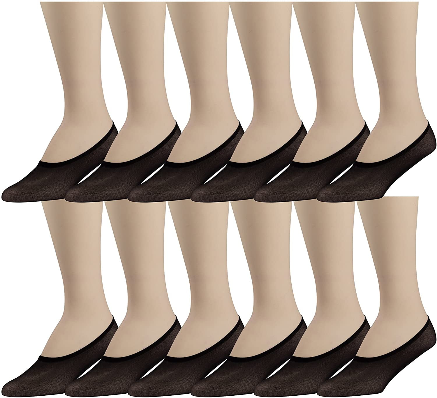 12 Pairs of No Show Foot Liner Socks for Women, Sheer Microfiber Hidden ...
