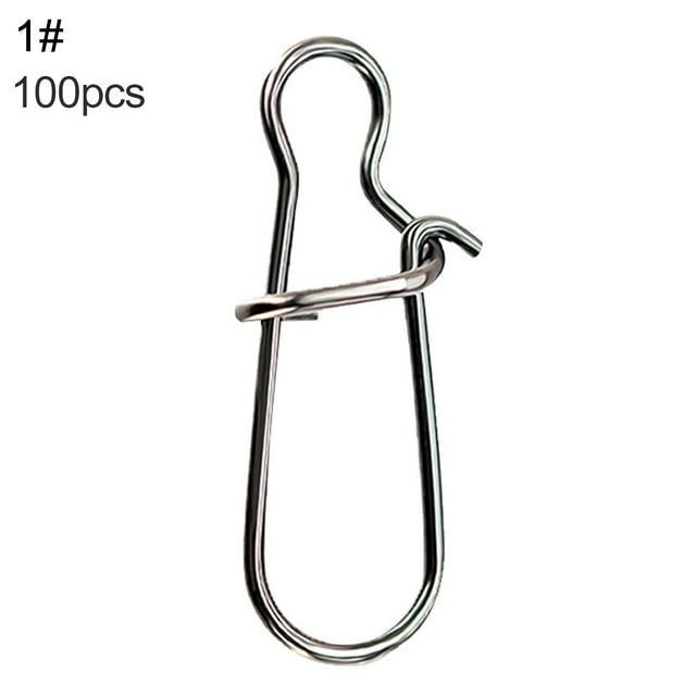 100Pcs Lure Fishing Connector Stainless Steel Dual Lock Snaps Quick ...