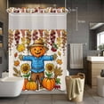 Autumn No Hook Shower Curtain with Snap in Liner, Harvest Cartoon ...