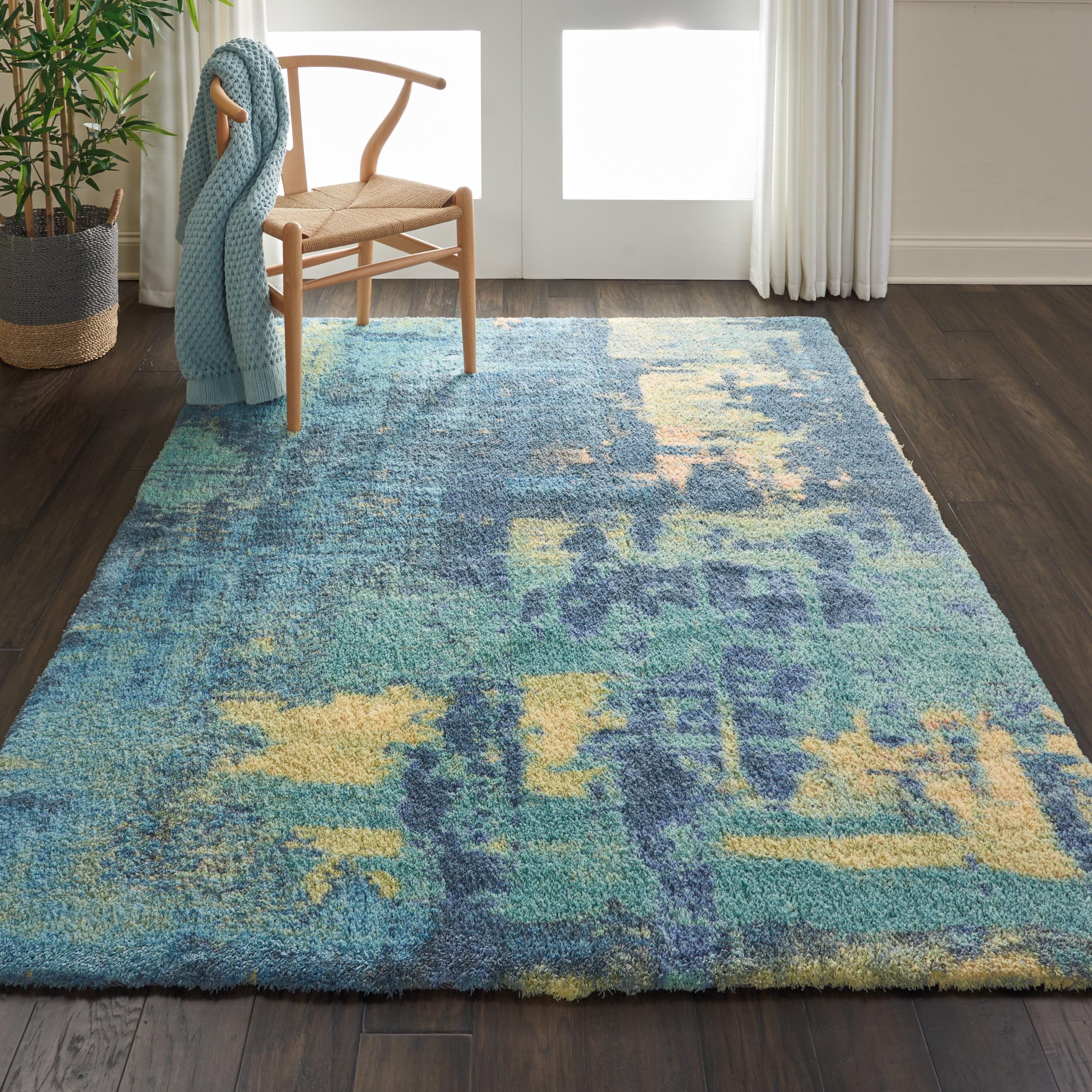 Nourison Abstract Shag Modern Multicolor 5' x 7' Area Rug, (5' x 7 ...