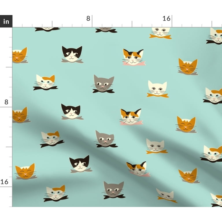 Vintage Cat Print Fabric