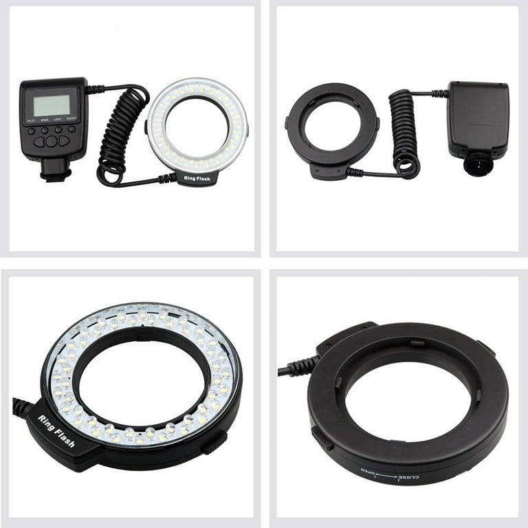 Andoer HD-130 With LCD - 46 LED, 8 Adapter Rings For DSLR Cameras Macro ...