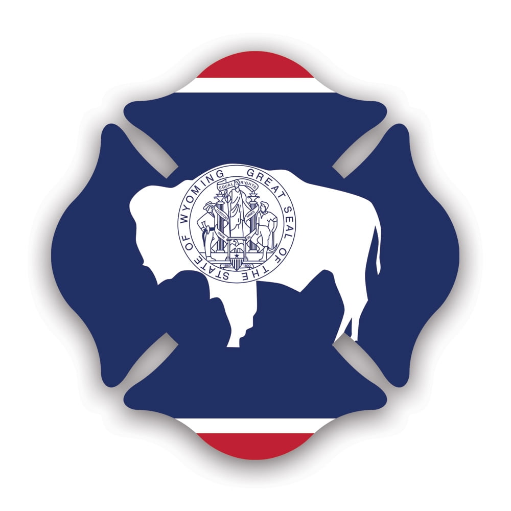 Wyoming State Maltese Cross Shaped Sticker Decal - Self Adhesive Vinyl ...