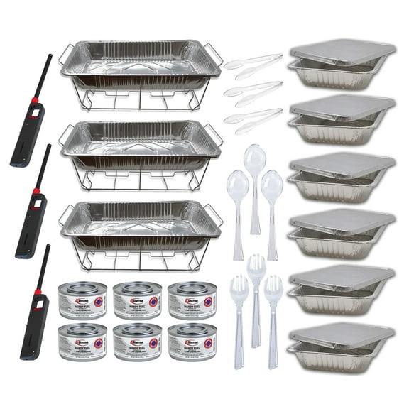 "Diplastible Disposable Chafing Dish Buffet Set, Food Warmers with Foil ...
