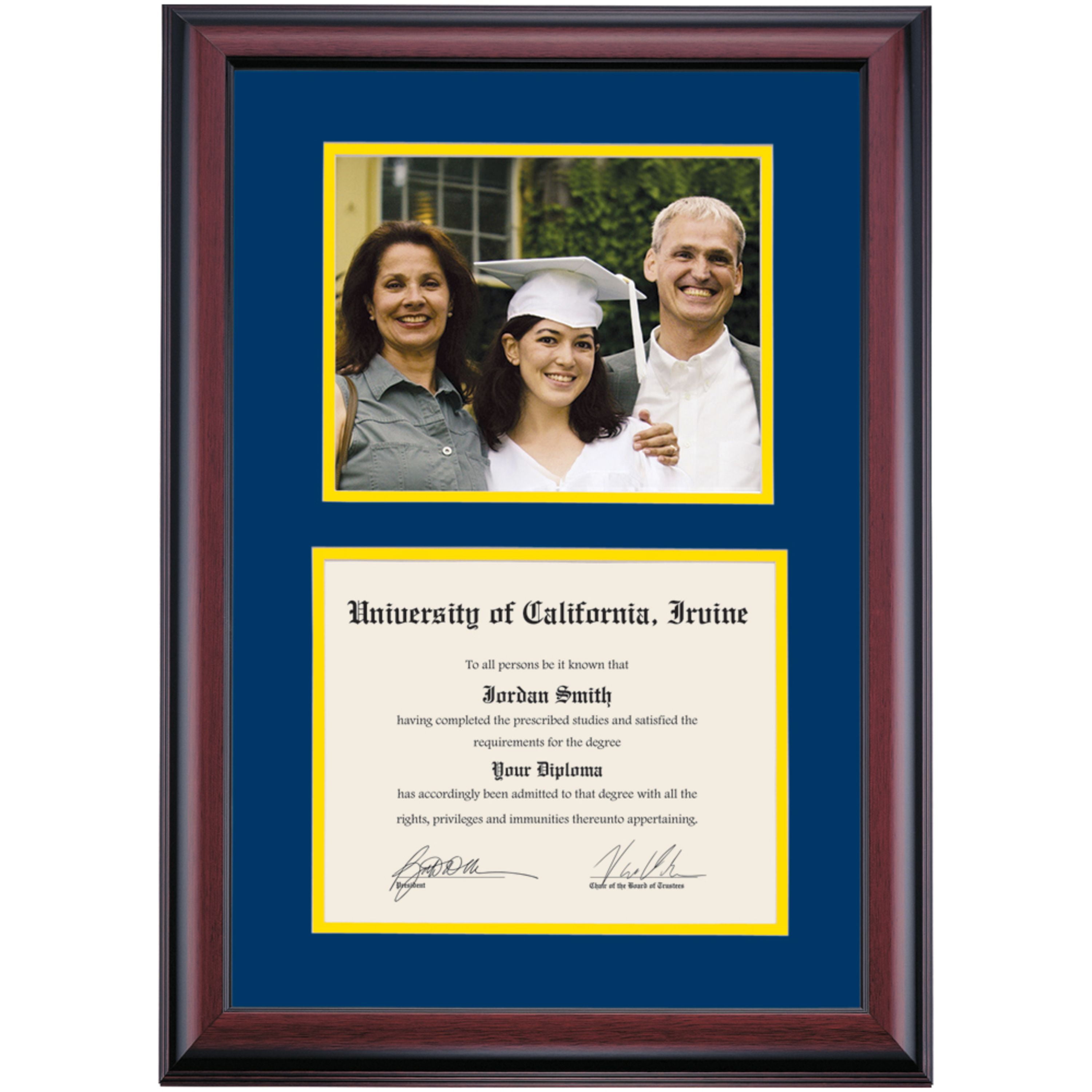 OCM Diploma and Photo Frame for UC Irvine UCI, Navy/Yellow Mat, 8-1/2 ...