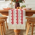 Bohemian Tassel Table Runner with Lace Floral Pattern and Fringe Trim ...