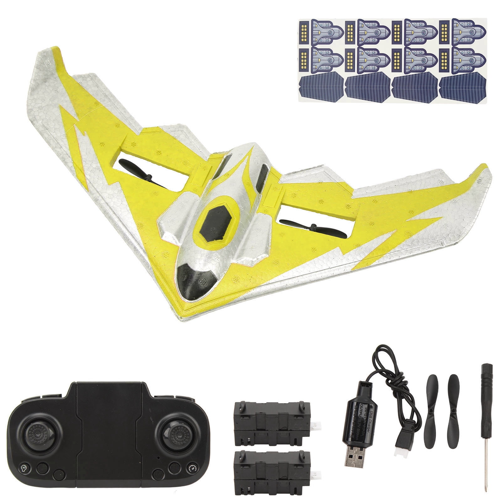 Avión RC con control remoto LED con 2 baterías, planeador de espuma EPP ...