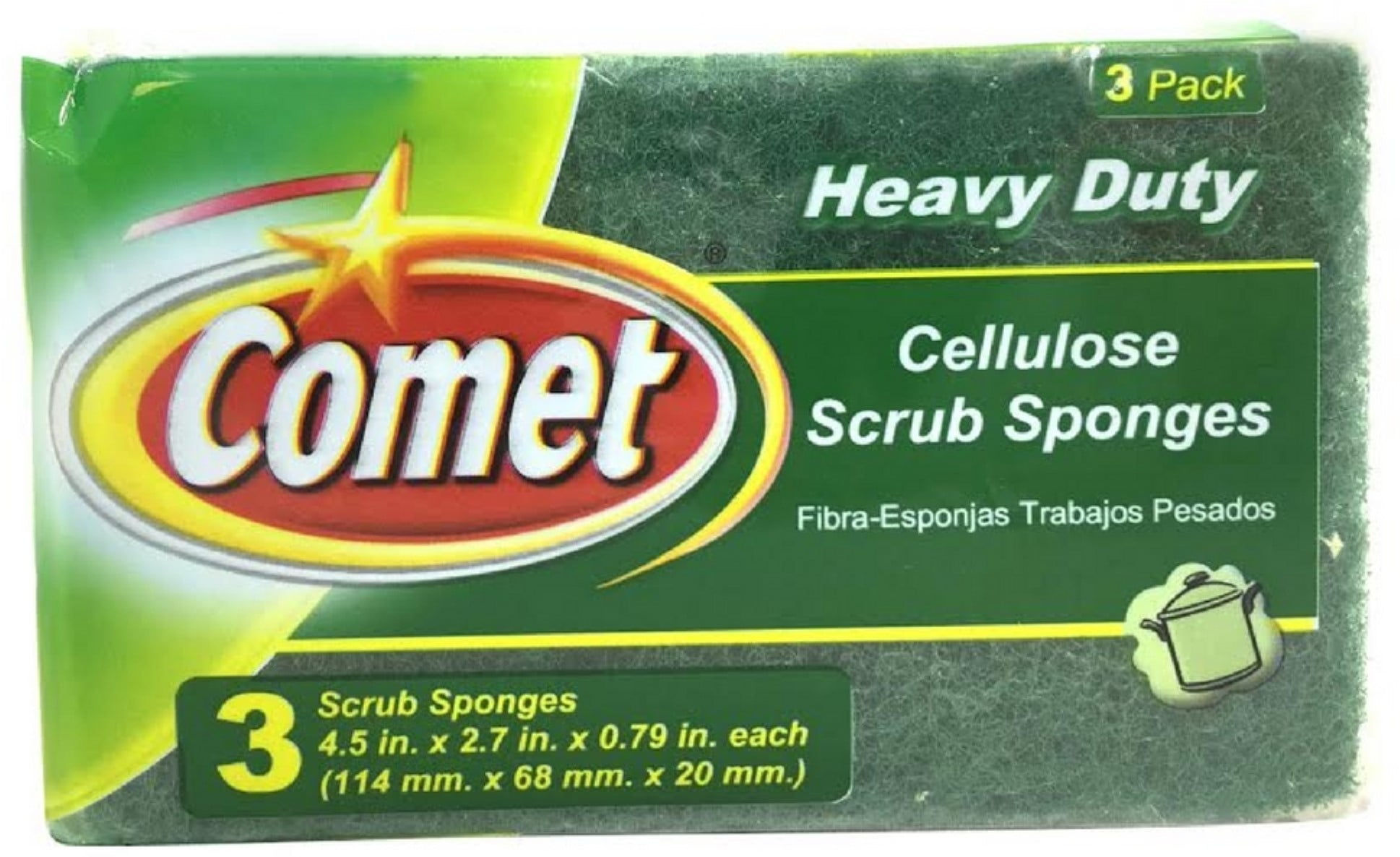 Comet Cellulose Scrub Sponges, Heavy Duty - (Pack of 3) - Walmart.com