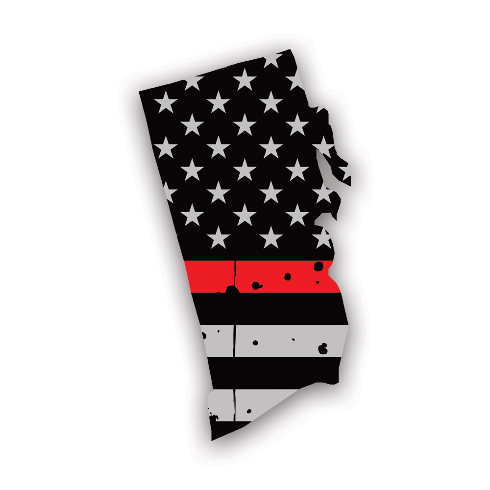 Distressed Rhode Island State Shaped Subdued US Flag Thin Red Line ...