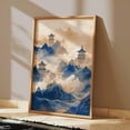 Blue Pagoda Mountain Poster, Asian Landscape Art, Traditional Oriental ...