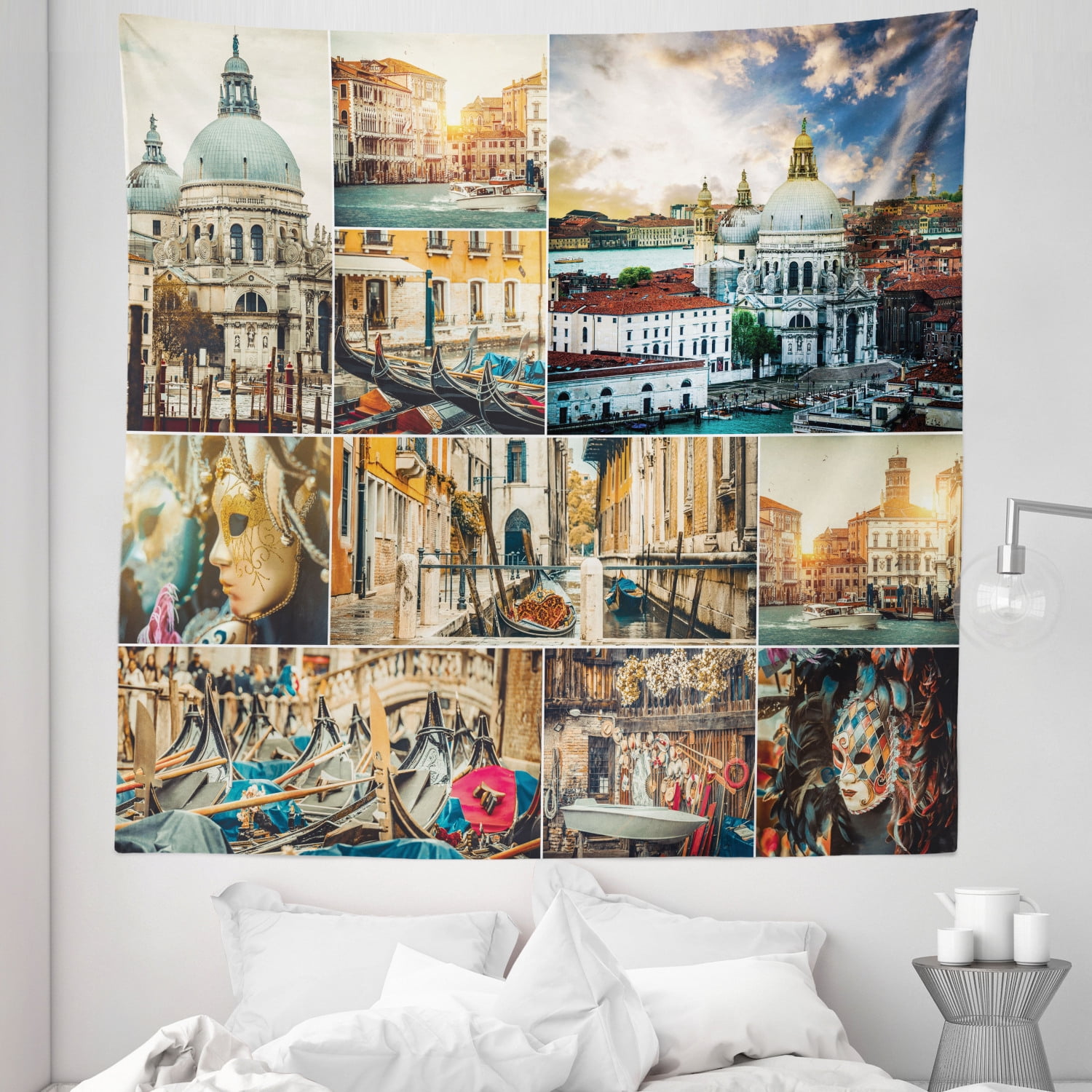 Travel Tapestry, Collage of Various Views of Venice City with Canal ...