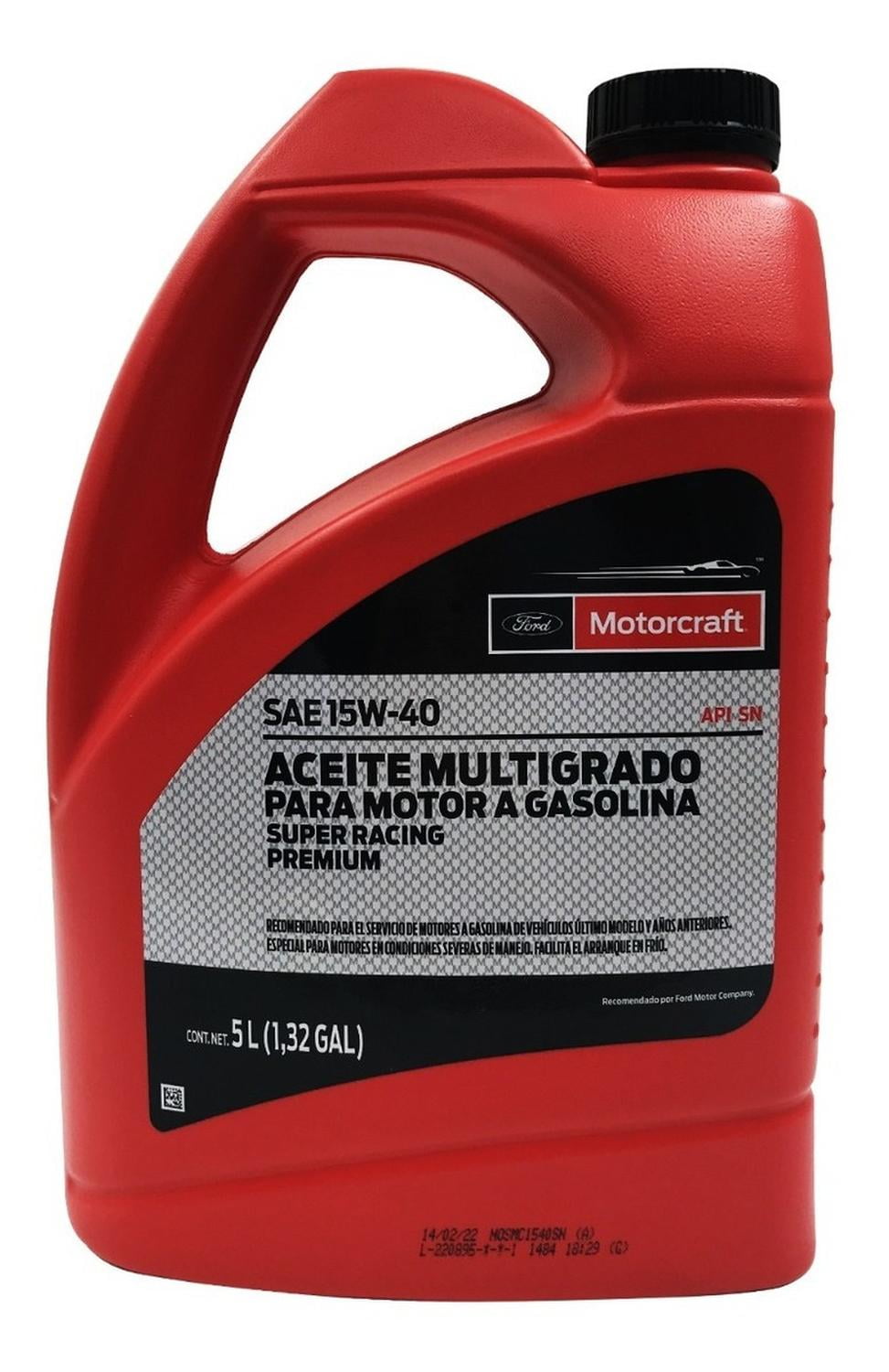 Aceite de Motor Multigrado MOTORCRAFT Super Racing 15w40 4.73 Litros ...