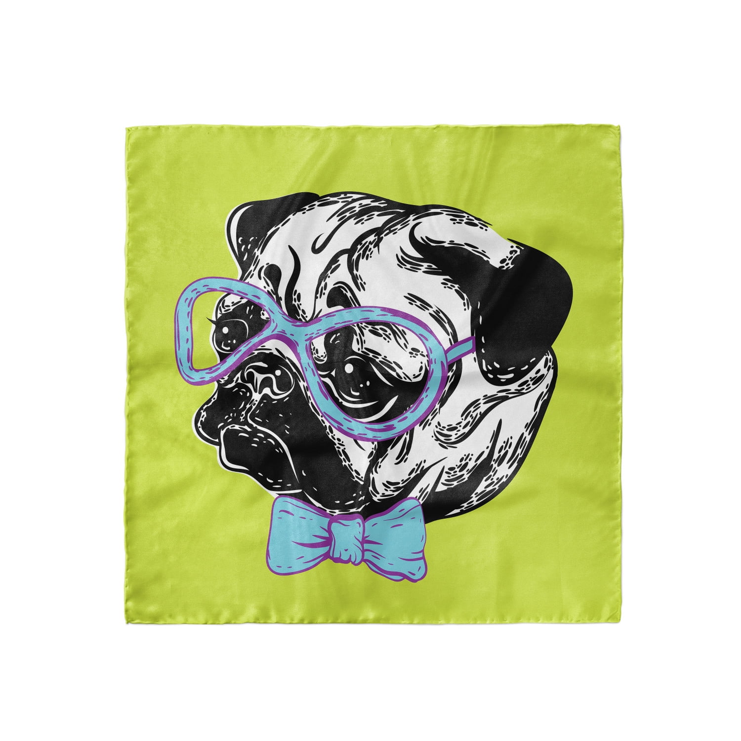 Pug Head Scarf, Pug with a Bow Tie, Head Wrap, 3 Sizes, by Ambesonne ...