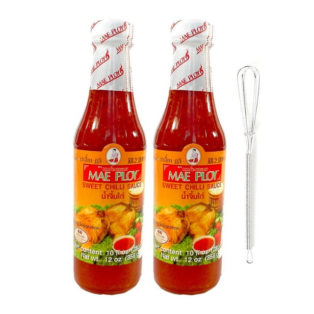 Mae Ploy Sweet Chili Sauce 10 Fl. oz. X 2 with Mini Stainless Steel ...