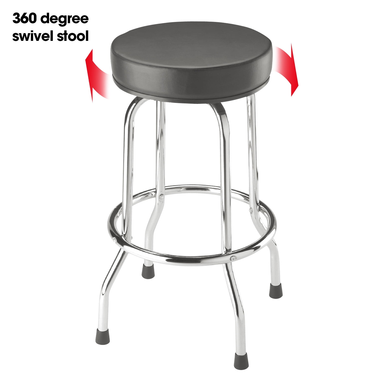 BIG RED Swivel Bar Stool: Padded Garage/Shop Seat with Chrome Plated ...