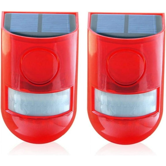 2 Pack Solar Sound and Light Alarm Motion Sensor 129db Outdoor Security ...