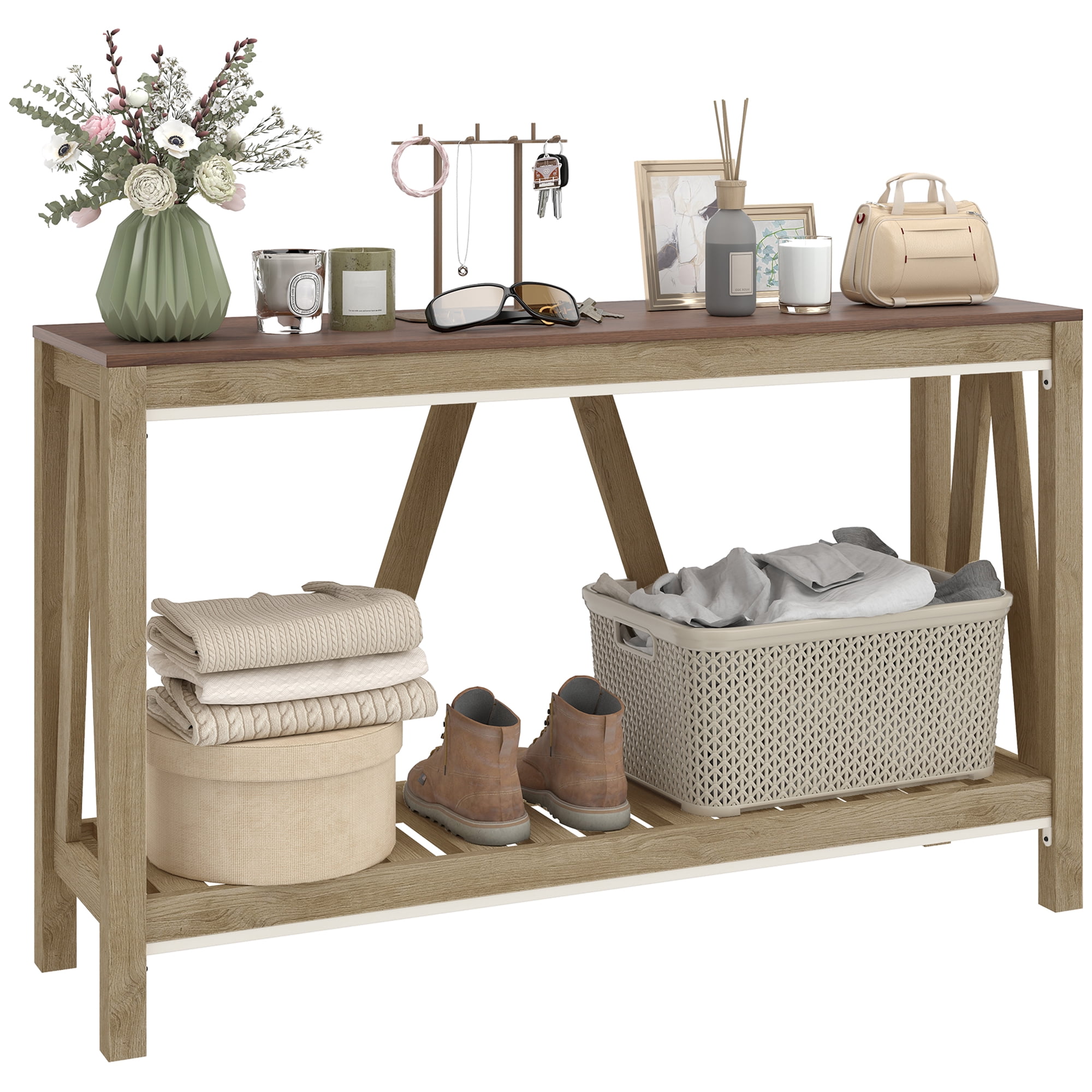 Click here for Homcom Farmhouse Console Table With Storage Shelf... prices