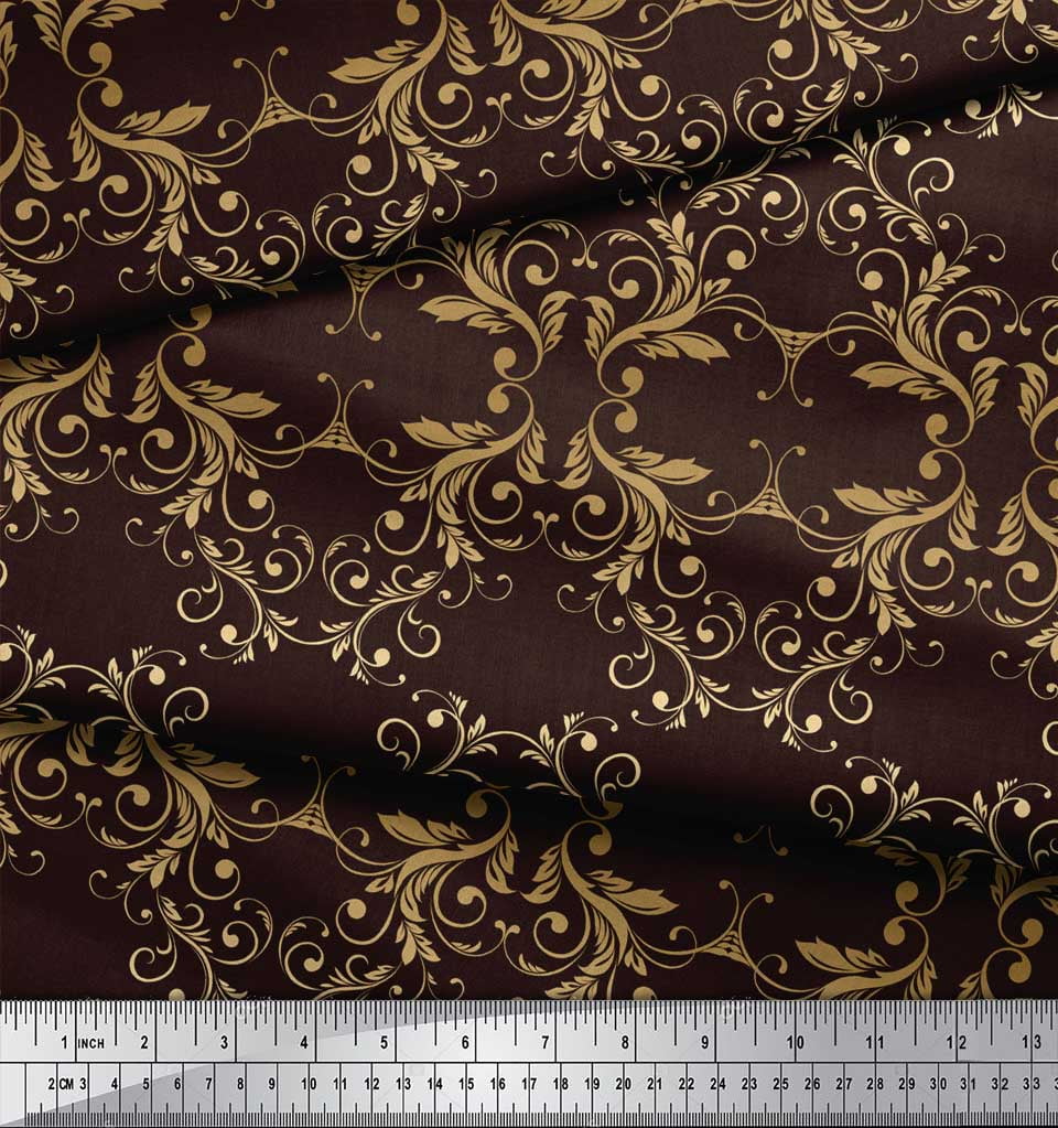 Soimoi Georgette Viscose Fabric Filigree Damask Print Fabric by the ...