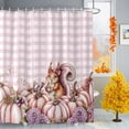 Bathroom Shower Curtain Farmhouse Pink Pumpkin Squirrel Flower ...