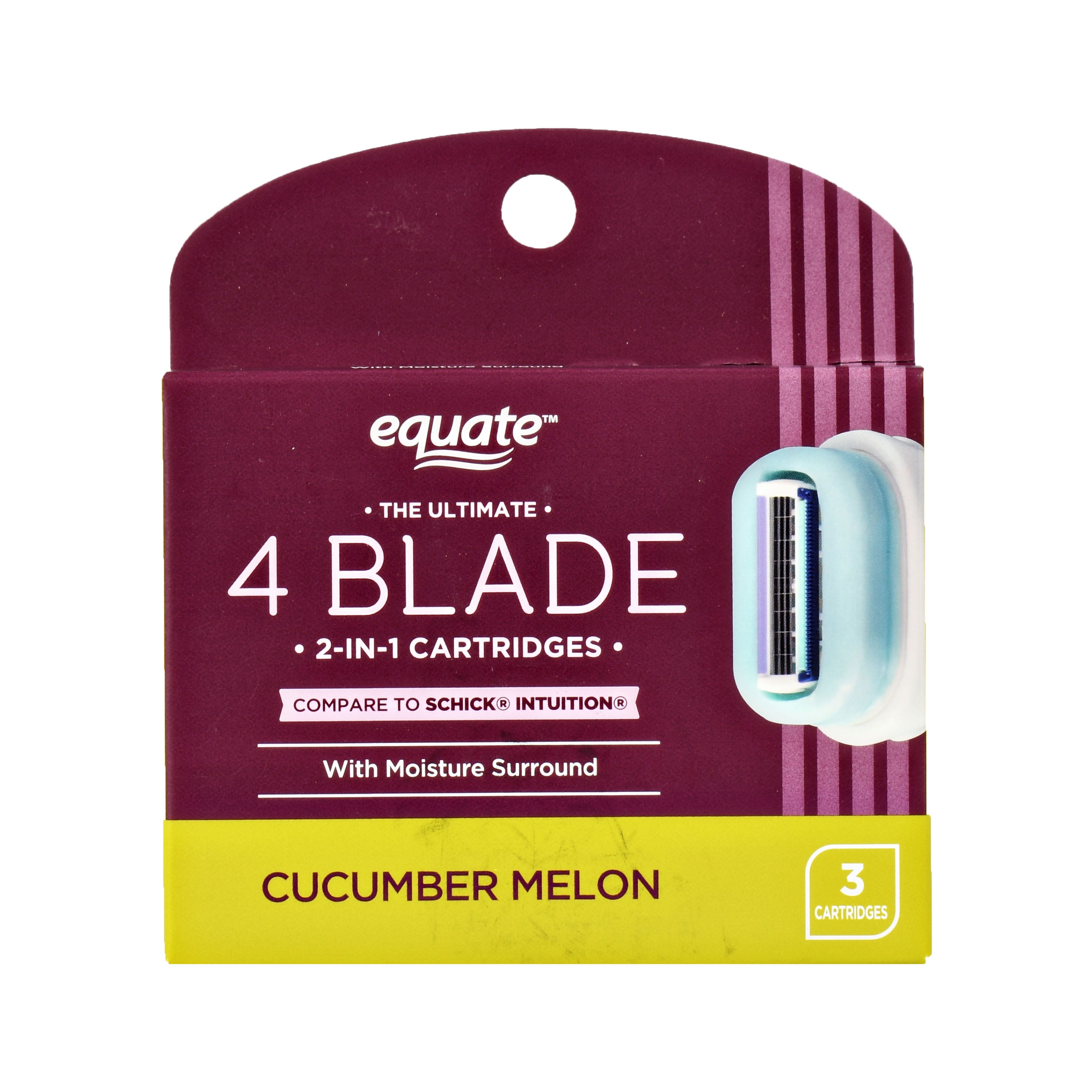 Equate Women's 4 Blade 2-in-1 Razor Blade Refill, Cucumber Melon, 3 ...
