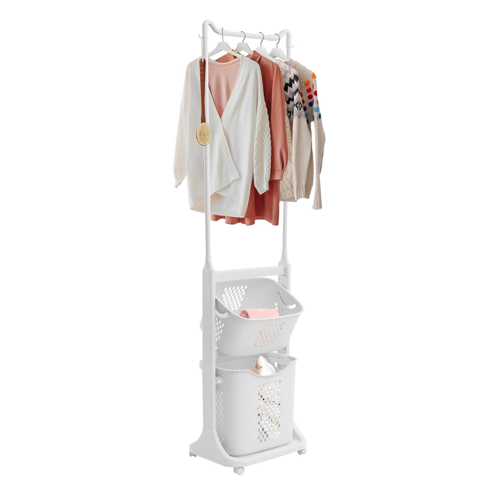 Dirty Clothes Laundry Basket White Plastic Clothes Storage Hamper ...
