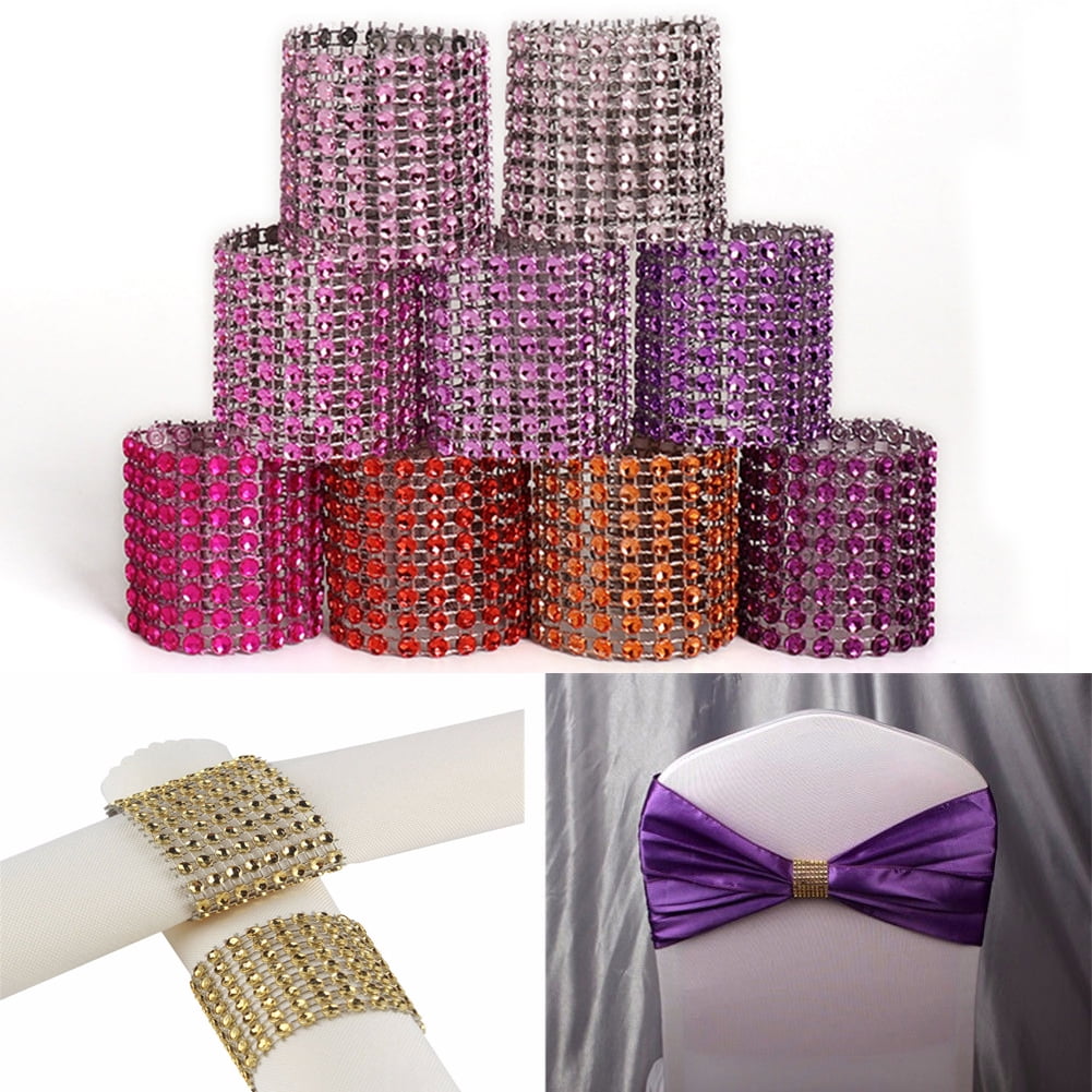 SPRING PARK 10Pcs Acrylic Diamond Napkin Rings Serviette Holder Wedding ...