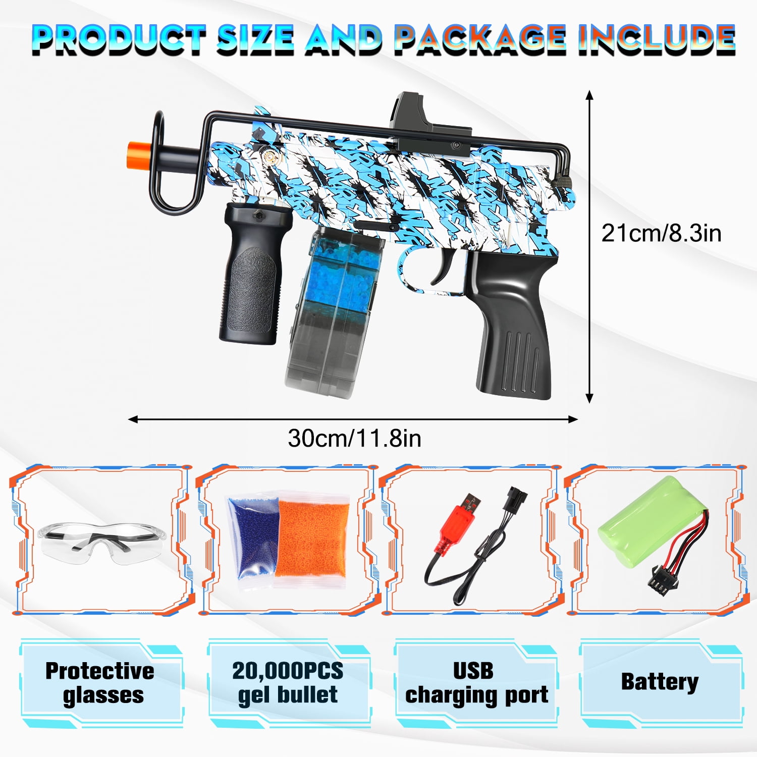 Buy Gel Ball Blaster Water Gun Electric Splatter Ball Gun with 10,000 ...