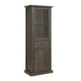 Freestanding Tall Storage Cabinet with Glass Door and Shelves for Living Room, Kitchen, Dining ...