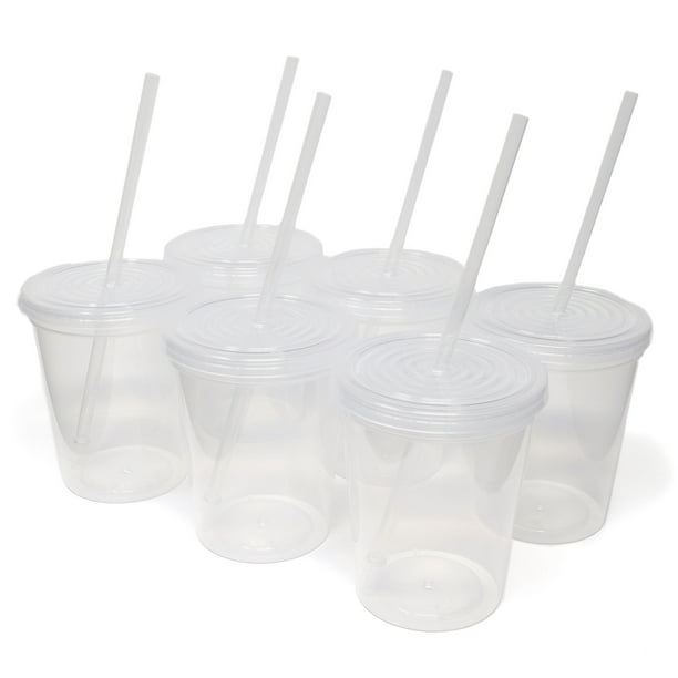 Rolling Sands 16oz Reusable Plastic Cups with Lids, 6 Pack, USA Made ...