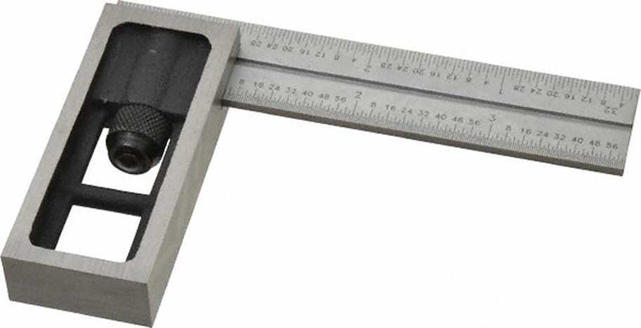 SPI 13-192-0 Hardened Steel Adjustable Double Square, 4"Long, 16R ...