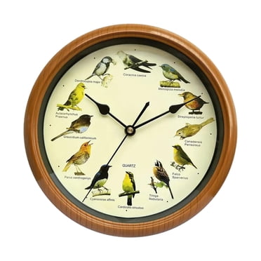 Audubon 13 Inch Singing Bird Wall Clock - Hourly Song, Hanging, Sound ...